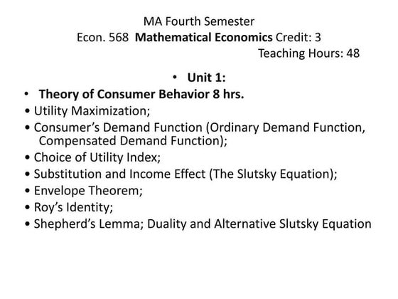 Intermediate Microeconomic Theory Midterm 2 "Cheat Sheet" | PDF