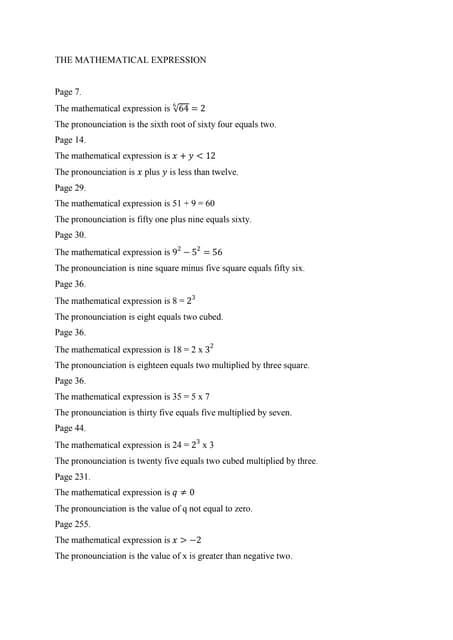 Mathematical Expression Pdf