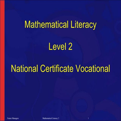 NCV 2 Mathematical Literacy Hands-On Training Module 1 | PPT
