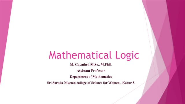 Mathematical Logic - Discrete mathematics.pptx Mathematical Logic - Discrete mathematics.pptx
