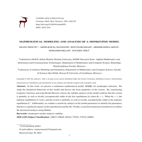 MATHEMATICAL MODELING AND ANALYSIS OF A MONKEYPOX MODEL.pdf