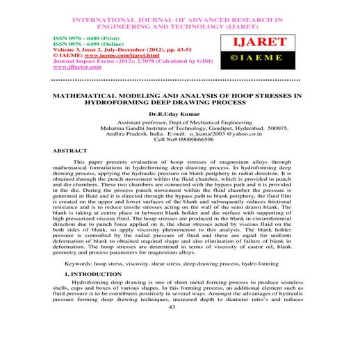 Optimization of Blank Holding Pressure in Deep Drawing Process through ...