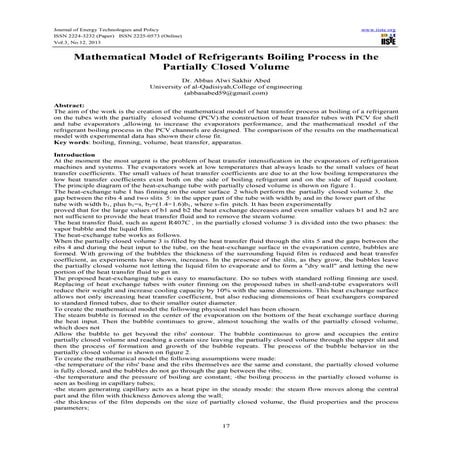 Mathematical model of refrigerants boiling process in the | PDF | Physics | Science