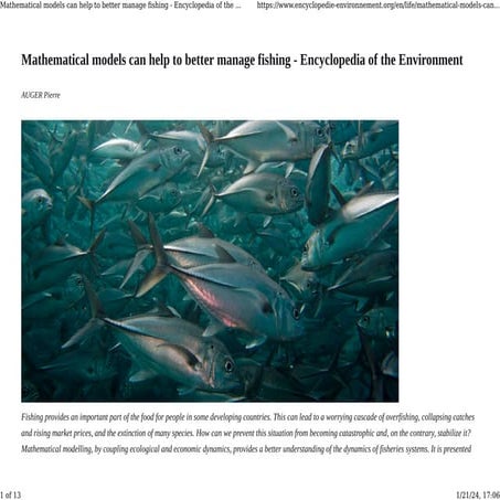 Mathematical models can help to better manage fishing - Encyclopedia of ...