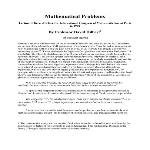 Mathematical problems | PDF | Physics | Science