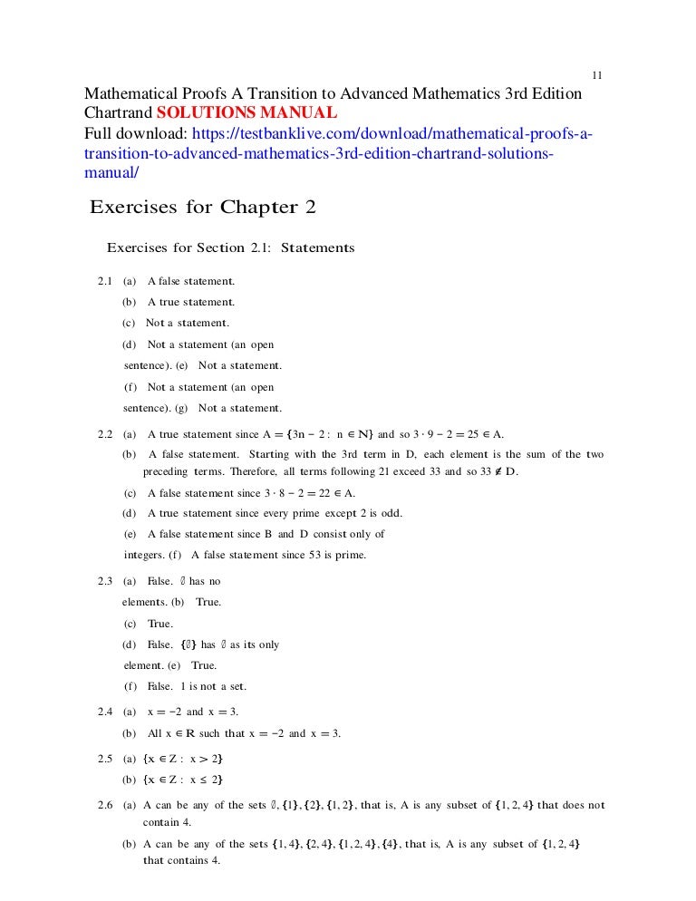Mathematical Proofs A Transition To Advanced Mathematics 3rd Edition