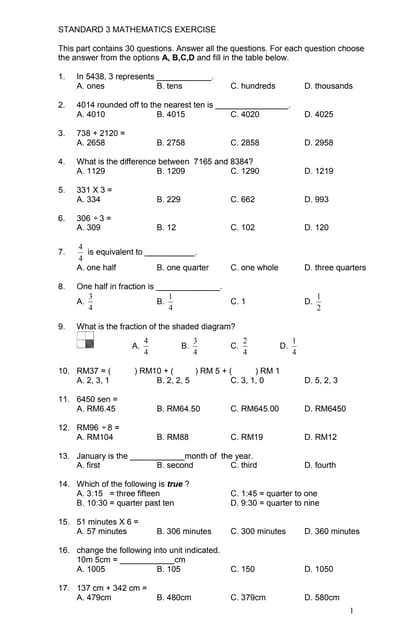 MID YEAR EXAMINATION MATHEMATICS YEAR 2 | DOCX