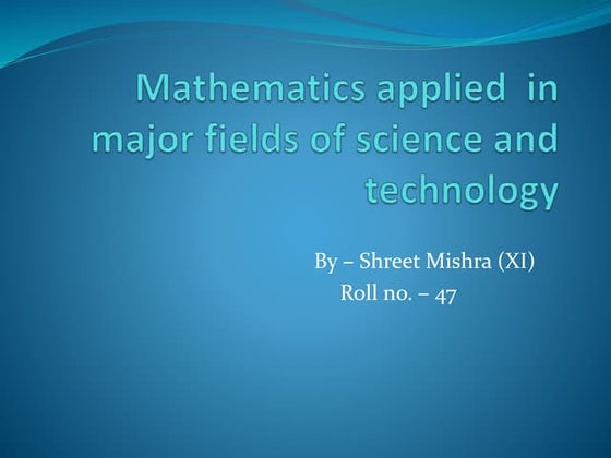 Applications of mathematics in real life | PPT