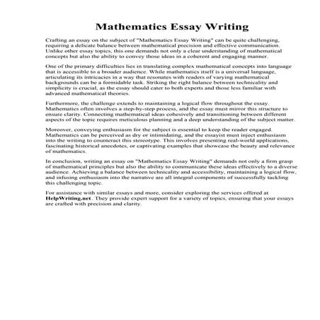 Mathematics Essay Writing. math worksheet : sample essay topics for ...