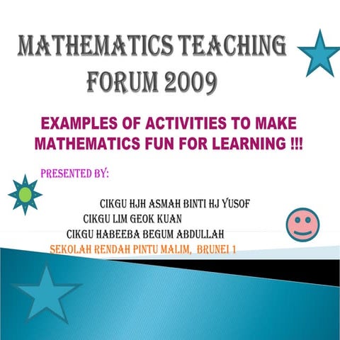 Mathematics Teaching Forum 2009 | PPT