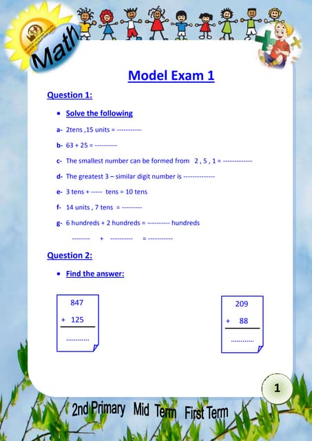 Final Revision Math Primary 2 (Part 1) | DOC