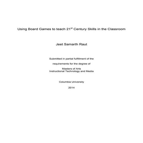 Using Board Games to teach 21st Century Skills in the Classroom | PDF ...
