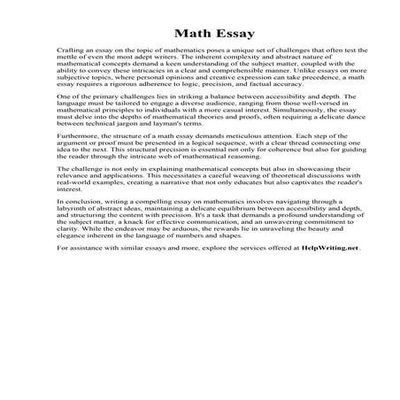 Math Essay. Excellent Math Essay Thatsnotus | PDF