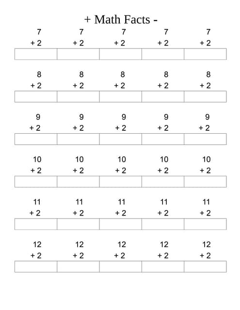 Math facts adding 2 | PDF