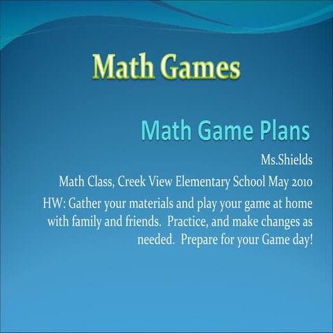 Math Games by Shields Kids | PPT