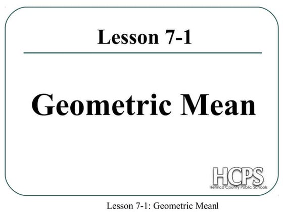 Geometric sequences and geometric means | PPTX