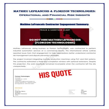 Mathieu LeFrancois Florizon Technologies | PDF