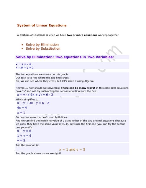 3 2 solving systems of equations (elimination method) | PPT