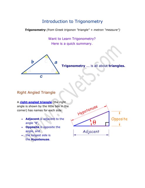 Trigonometry Lesson Introduction And Basics Ppt