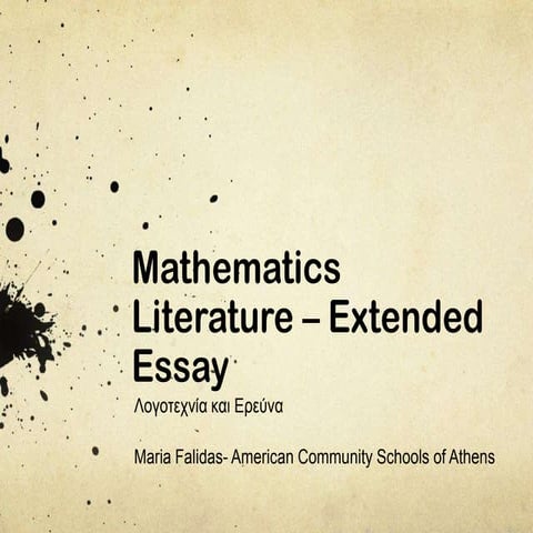 Μαρία Φαλίδα : Mathematical fiction and Extended essay | PPT