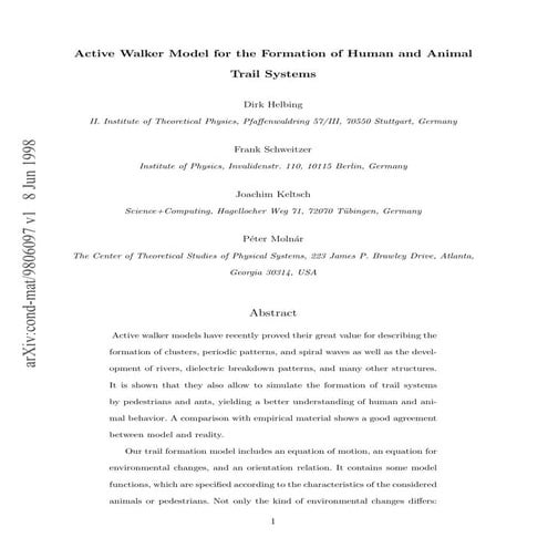 Active Walker Model for the Formation of Human and Animal Trail Systems ...