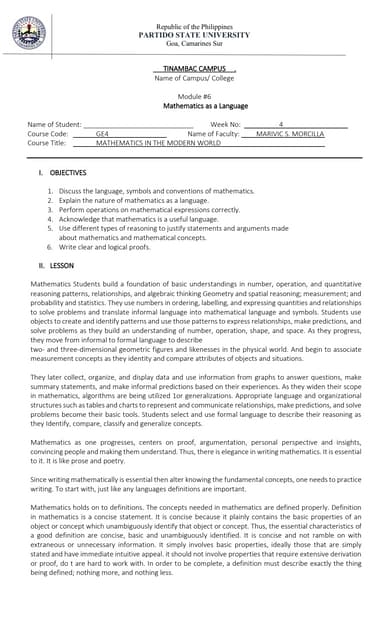 Mathematical language and symbols | PPTX