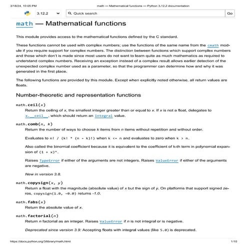 math operations ued in python and all used | PDF
