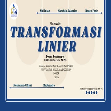 Transformasi Linear ( Aljabar Linear Elementer ) | PPTX