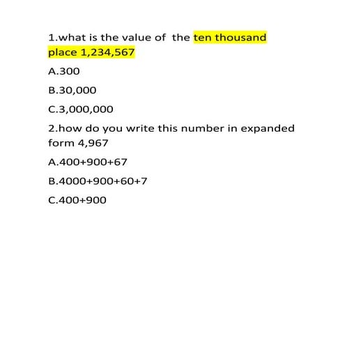 Math place value | PDF