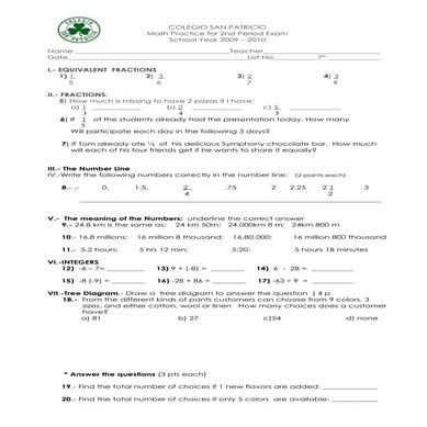 Math Practice For 2nd Period Exam | DOC
