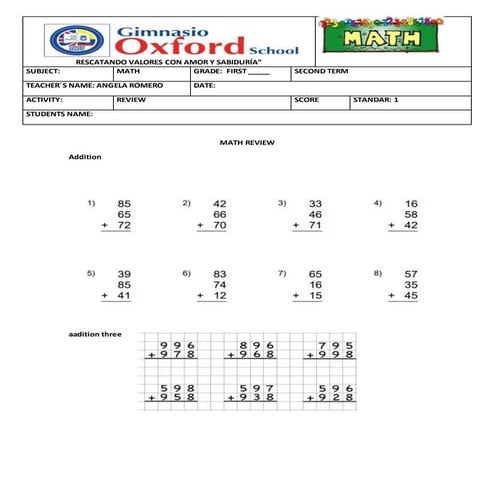 Math review exam | PDF