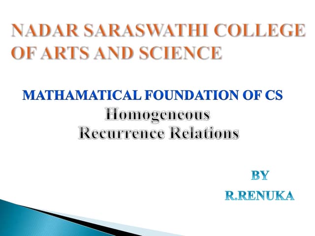 Recurrence Relations for Discrete mathematics | PPT