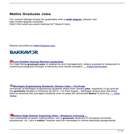 Maths Graduate Jobs | PDF
