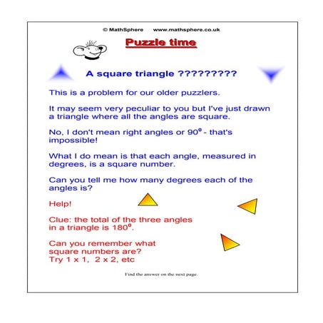 Maths puzzle-05-square-triangle | PDF | Games and Puzzles | Hobbies ...