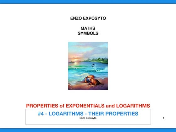 MATHS SYMBOLS - #5 - LOGARITHMS - LOG(y) - LN(y) - THEIR PROPERTIES | PPT