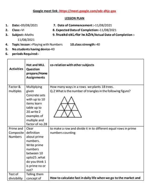 For demo lesson plan | PDF