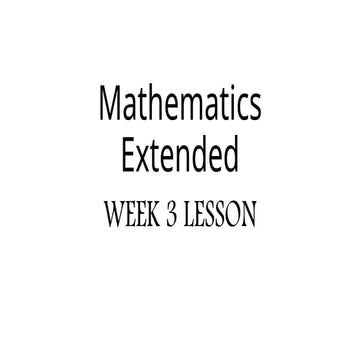 Maths Extended Week 3 Maths Extended Wee | PPT