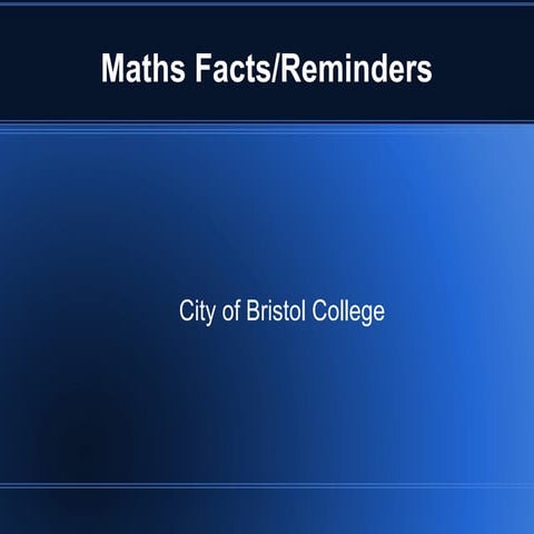 Maths facts reminders | PPT