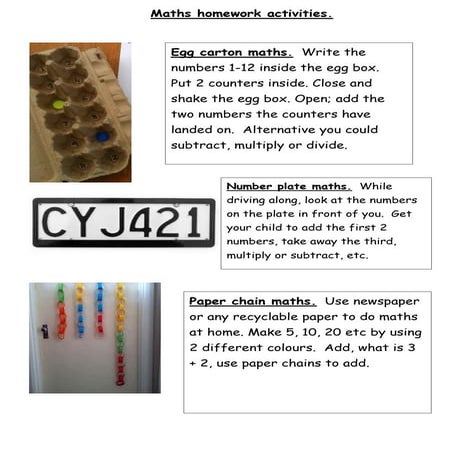 Maths homework ideas 3 | PDF