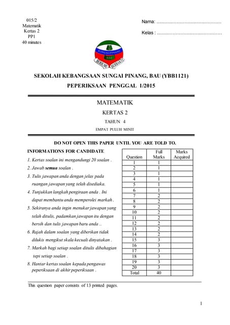 Matematik tingkatan 1 ulangkaji 1 | DOCX