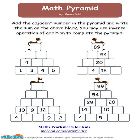 Match Pyramid – Maths Worksheets for Kids – Mocomi.com