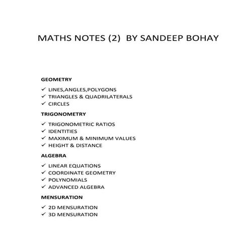 Maths notes For SSC By CGS Coaching | PDF | Physics | Science