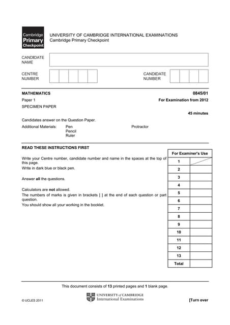 Cambridge answer booklet | PDF | Educational Assessment | Education
