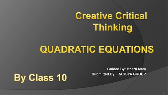 Quadratic equations | PPTX