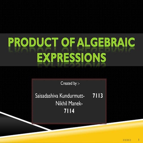 multiplication of algebraic expressions | PPTX