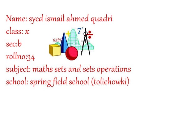 Maths Project 11 class(SETS) | PPT | Physics | Science