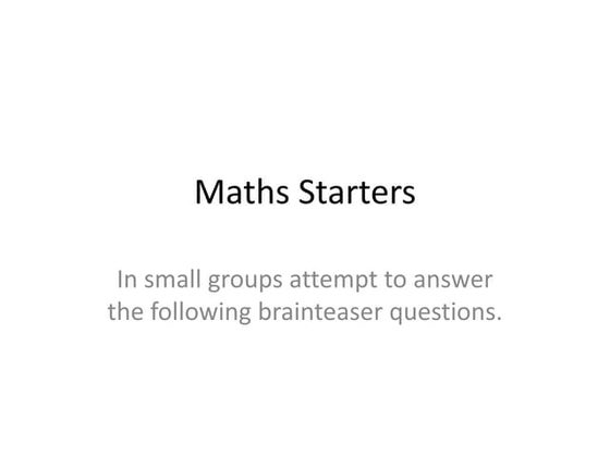 math morning starters year 1 and 2 | PPTX
