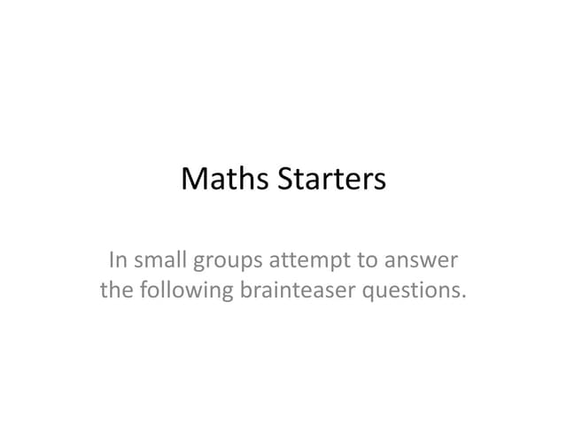 math morning starters year 1 and 2 | PPTX