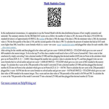 Math Statistics Essay | PPT