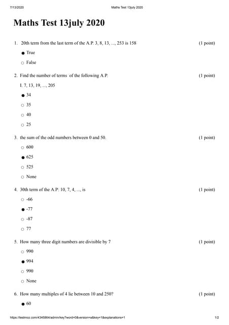 maths-test-13july-2020-testmoz4345864